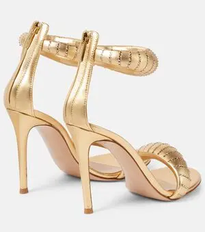 GIANVITO ROSSI Bijoux Crystal Metallic Leather Sandals