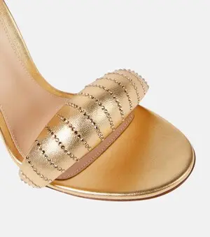 GIANVITO ROSSI Bijoux Crystal Metallic Leather Sandals
