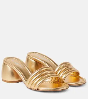 GIANVITO ROSSI Gianvito Rossi Malou 60 Leather Mules Gold