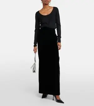 Wardrobe.NYC Velvet Maxi Skirt - Black