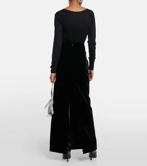Wardrobe.NYC Velvet Maxi Skirt - Black