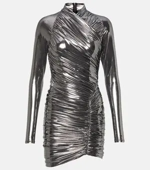 FERRAGAMO Metallic Draped Minidress