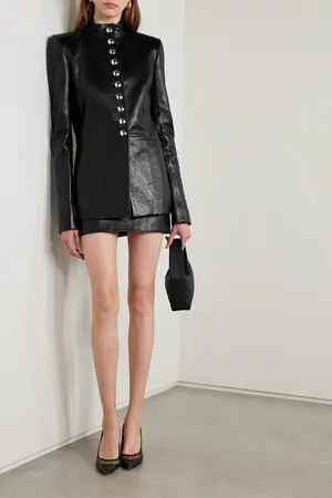Khaite Jett Leather Mini Skirt