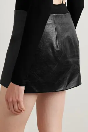 Khaite Jett Leather Mini Skirt