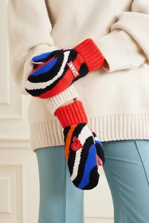 Emilio Pucci Appliquéd Wool-jacquard Mittens