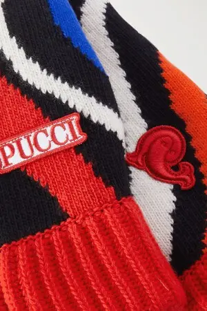 Emilio Pucci Appliquéd Wool-jacquard Mittens