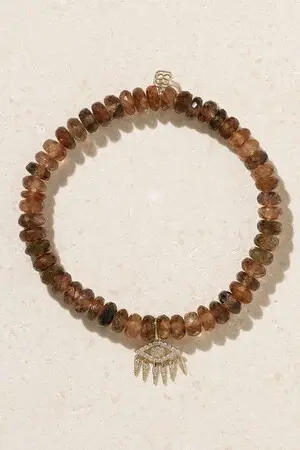 SYDNEY EVAN Evil Eye 14-karat Andalusite And Diamond Bracelet - Gold