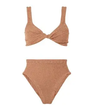 Hunza G Jamie Metallic Seersucker Bikini - Brown
