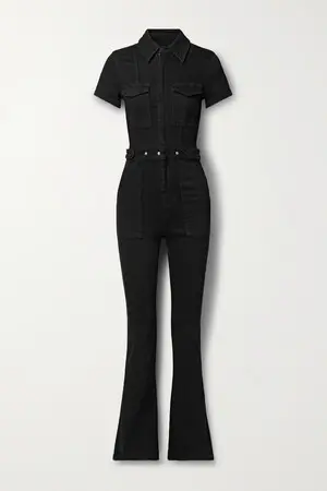 Good American Fit For Success Stretch-denim Jumpsuit - Black