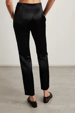 Ralph Lauren Robynn Linen-blend Satin Straight-leg Pants
