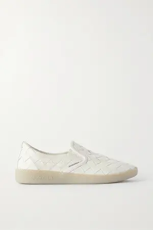 Bottega Veneta Intrecciato Leather Sneakers - White