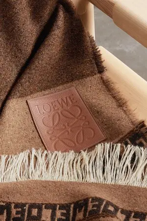 Loewe Appliquéd Fringed Embroidered Striped Wool-blend Canvas Blanket