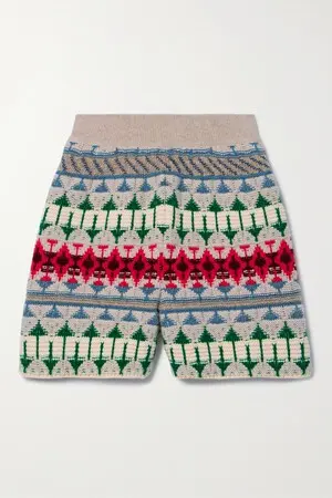 Loro Piana Holiday Noel Jacquard-knit Cashmere Shorts