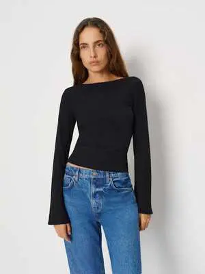 REFORMATION Miller Knit Top - Black