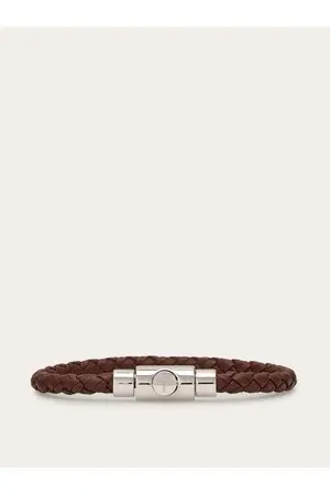 FERRAGAMO Braided Leather Bracelet - Brown