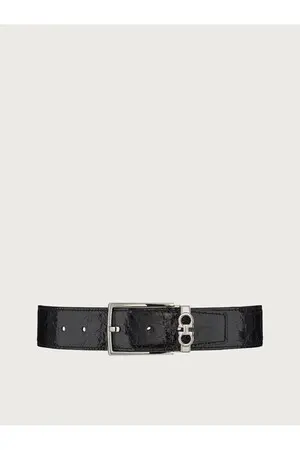 FERRAGAMO Crocodile Adjustable Belt - Black