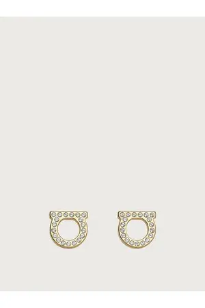 FERRAGAMO Gancini Crystal Stud Earrings - Gold
