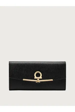 FERRAGAMO Gancini Continental Wallet - Black
