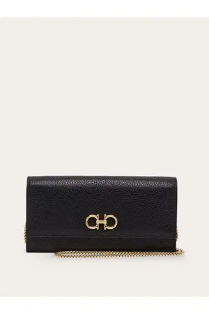 FERRAGAMO Gancini Wallet With Chain - Black