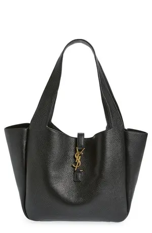 Saint Laurent Bea Deerskin Leather Tote - Nero