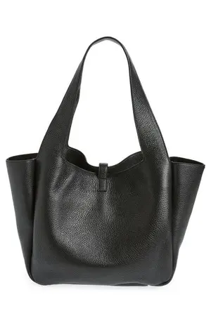 Saint Laurent Bea Deerskin Leather Tote - Nero