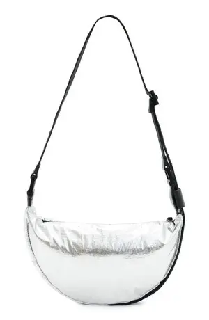 ALLSAINTS Half Moon Crossbody Bag - Silver
