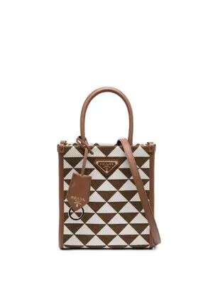 Prada PRADA Symbole Logo Plaque Tote Bag Tabacco