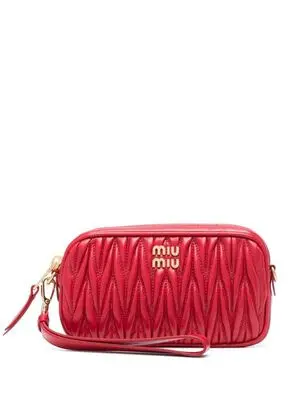Miu Miu MIU MIU  Matelassé Leather Clutch Bag - Rosso