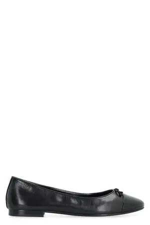 Tory Burch TORY BURCH LEATHER BALLET FLATS WITH LOGO - Black