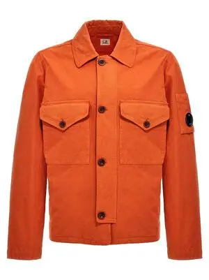 C.P. COMPANY C.P. COMPANY Logo Badge Canvas Jacket - Orange