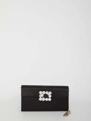 ROGER VIVIER Flower Buckle Pouch - Black