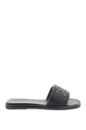 Tory Burch Double T Leather Slides Nero