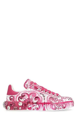 Dolce & Gabbana DOLCE & GABBANA PORTOFINO LEATHER SNEAKERS - Fuchsia