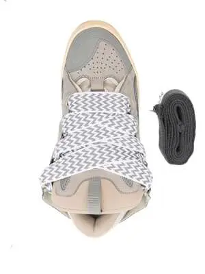 LANVIN Curb Leather Sneakers - Grey