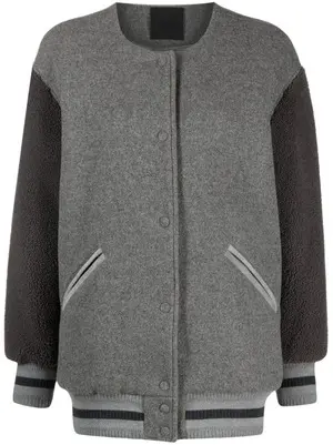 Givenchy Wool Bomber Jacket With Logo Appliqu - Grey