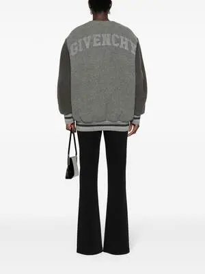 Givenchy Wool Bomber Jacket With Logo Appliqu - Grey