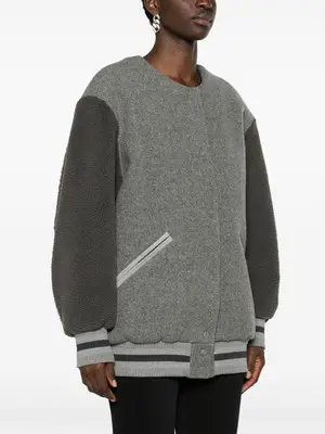 Givenchy Wool Bomber Jacket With Logo Appliqu - Grey