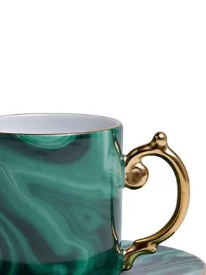 L'Objet Malachite Espresso & Saucer Set - Green