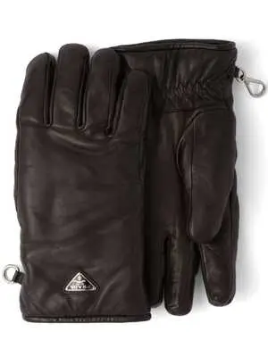 Prada Triangle-logo Leather Gloves - Black