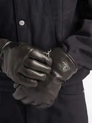 Prada Triangle-logo Leather Gloves