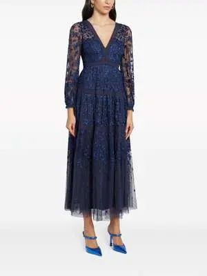 NEEDLE & THREAD Celestia Floral-embroidered Maxi Dress