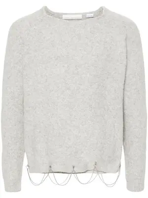 Random Identities Crystal-embellished Wool-blend Jumper - Grey