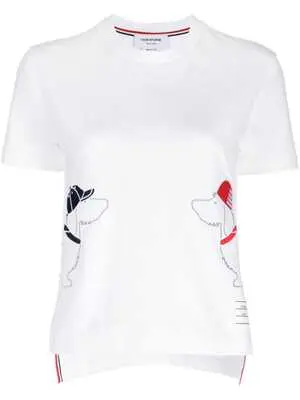 Thom Browne Dog-embroidered T-shirt - White