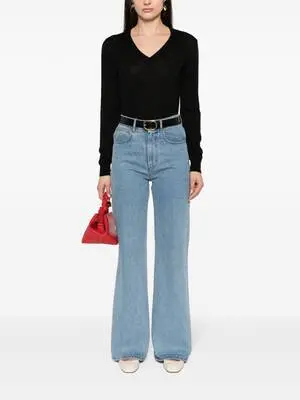 P.a.r.o.s.h Fine-knit V-neck Top - Black
