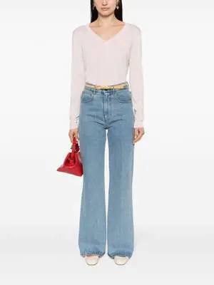 P.a.r.o.s.h Fine-knit V-neck Top - Pink