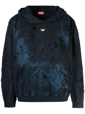 DIESEL® S-boxt Distressed Hoodie - Blue
