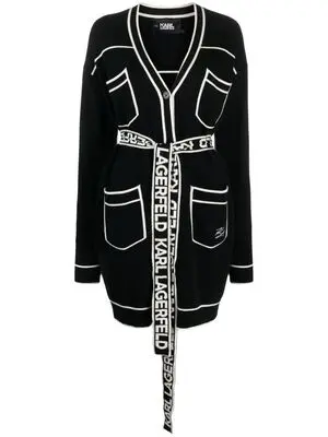 Karl Lagerfeld Logo-print Belted Cardigan