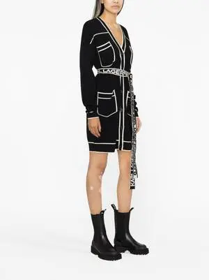 Karl Lagerfeld Logo-print Belted Cardigan
