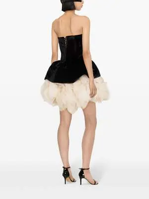 ANA RADU Petal-layered Velvet Mini Dress