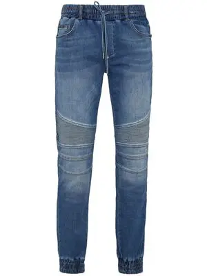 Philipp Plein Ribbed-detail Slim-cut Jeans